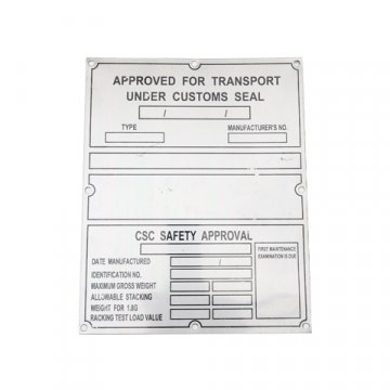 ISO Shipping Container CSC Plate_Stainless Steel CSC plate